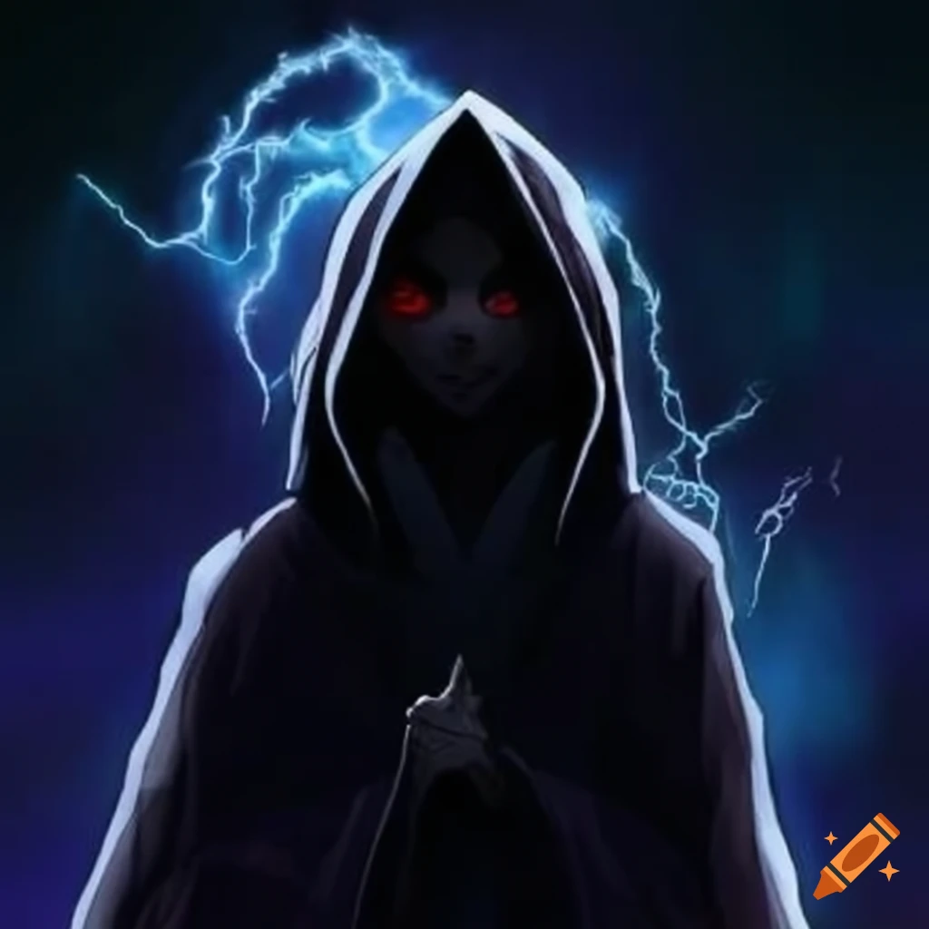 Dark artwork of a faceless grim reaper with lightning