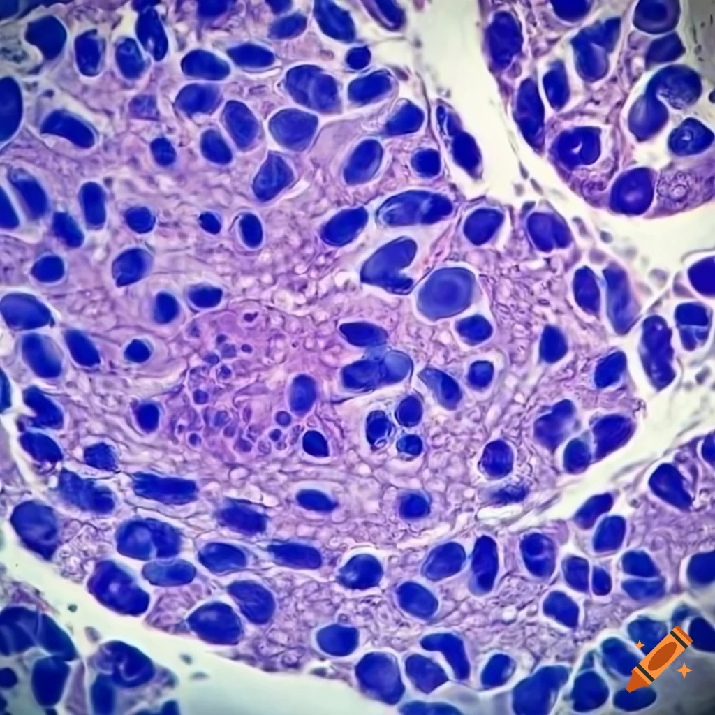 Close-up of pancreatic cells under a microscope on Craiyon