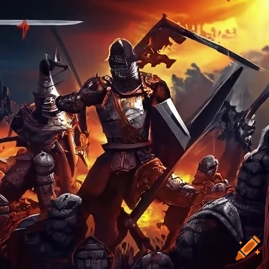 Epic battle of knights versus skeletons on Craiyon