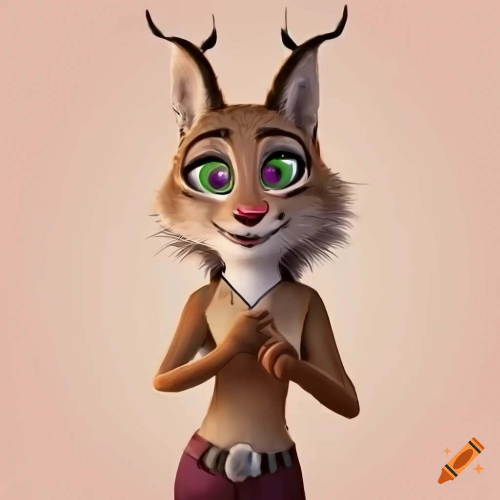 Cartoon lynx character inspired by zootopia