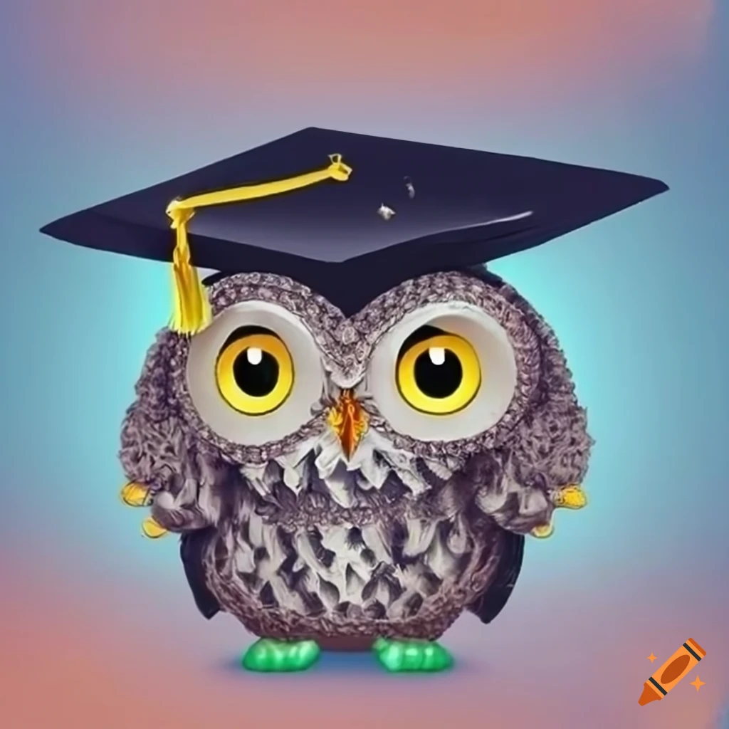 Feliz owl with graduation hat on Craiyon