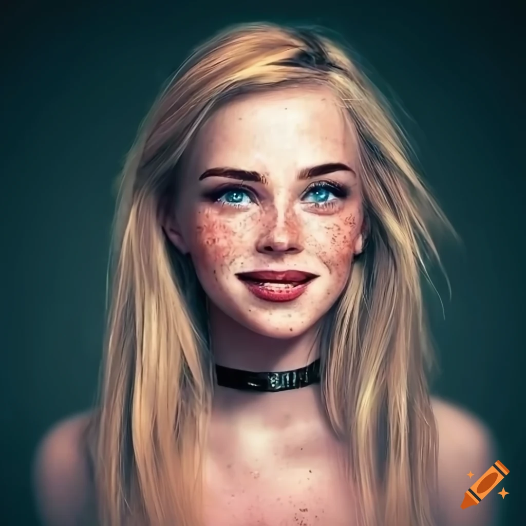 Portrait Of A Smiling Blonde Woman With Freckles On Craiyon