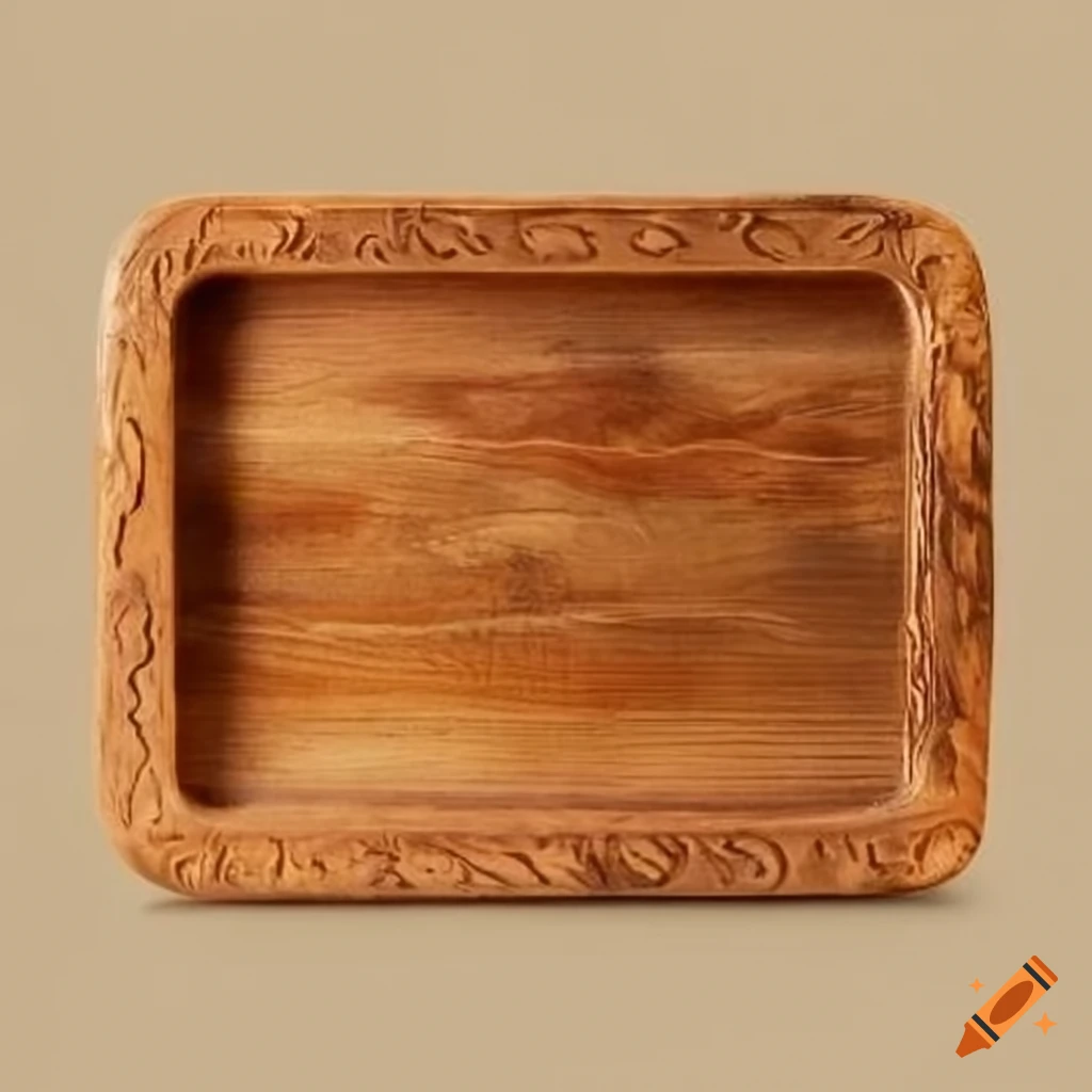 Rectangular wooden plate with angelic design