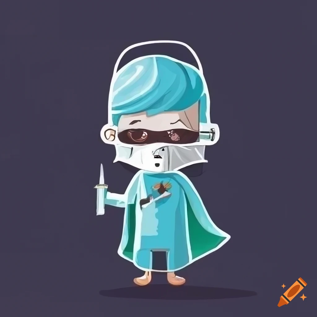 Cute medical superheroes in lab coats and masks on Craiyon