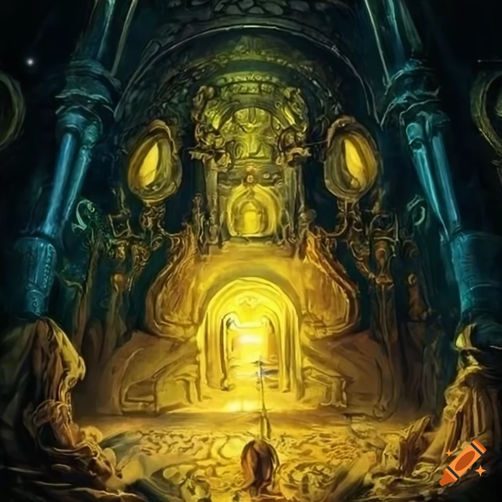 Yellow baroque sci-fi art on Craiyon