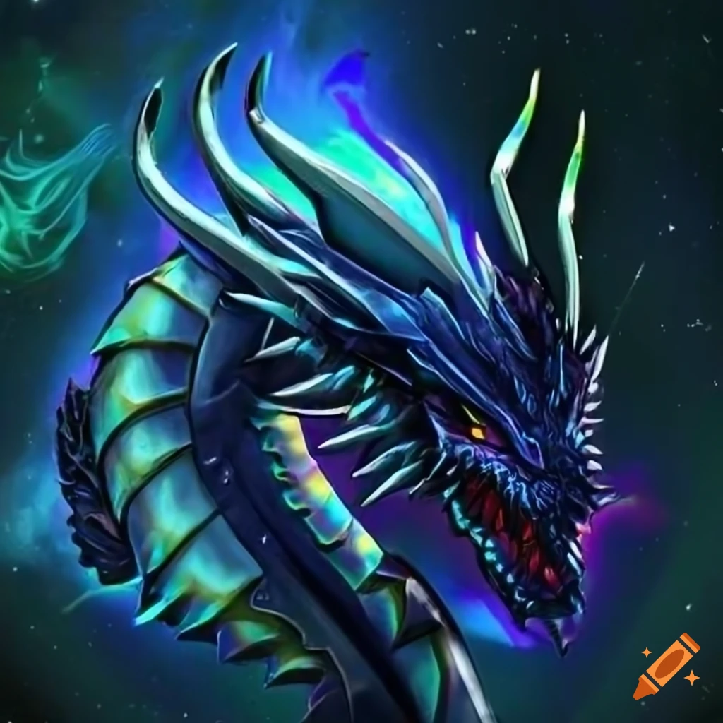 Logo of a midnight-blue dragon in flight on Craiyon