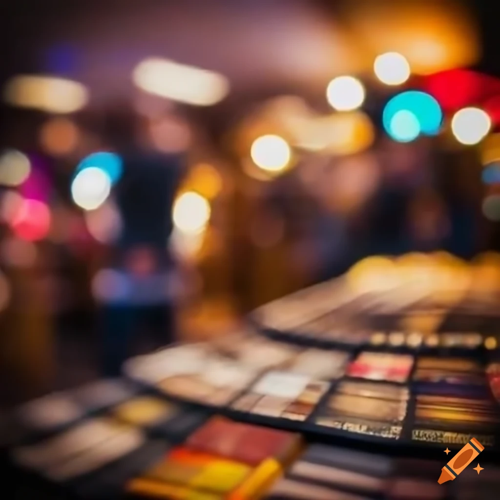 Bokeh focus on a retro record store scene