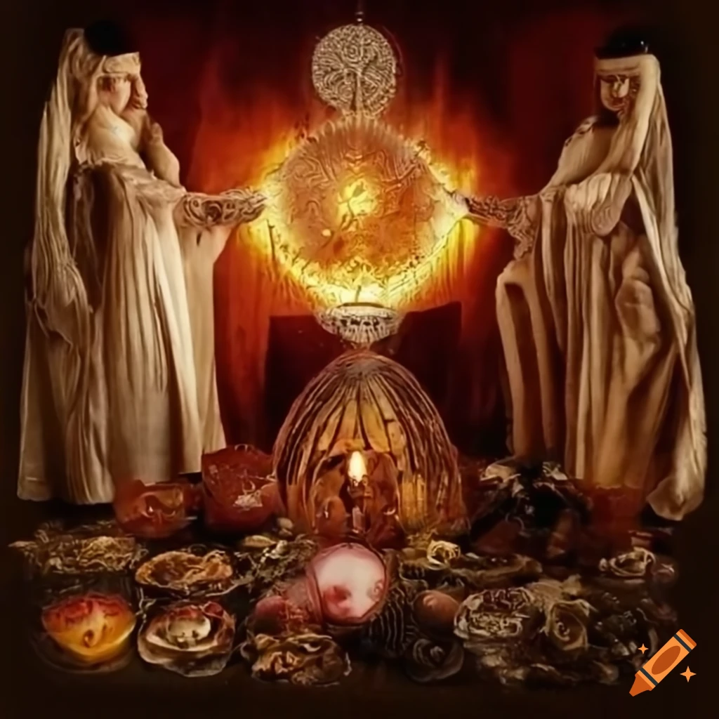 Masterful art depicting an ancient pagan ritual on Craiyon