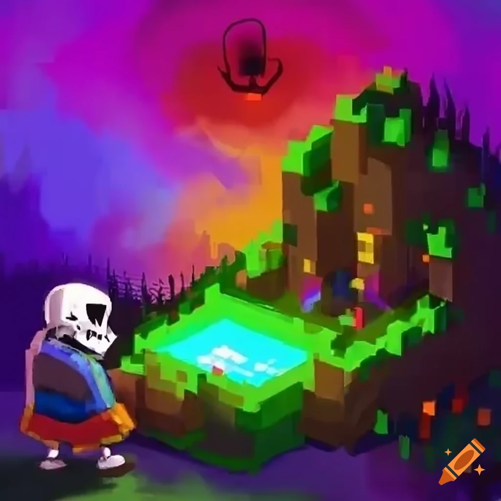 Undertale and minecraft crossover artwork on Craiyon