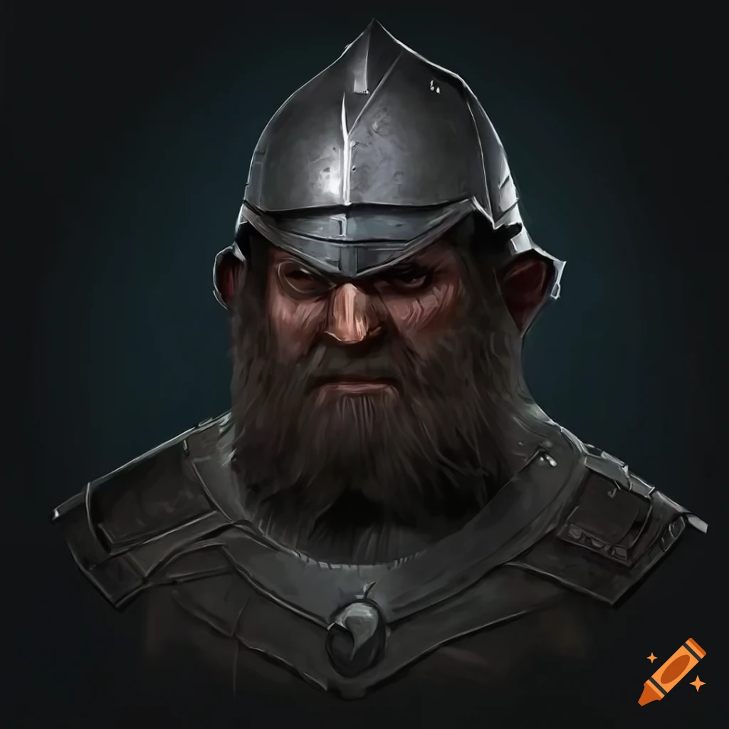 Hyperrealistic image of a dwarf in black steel armor on Craiyon
