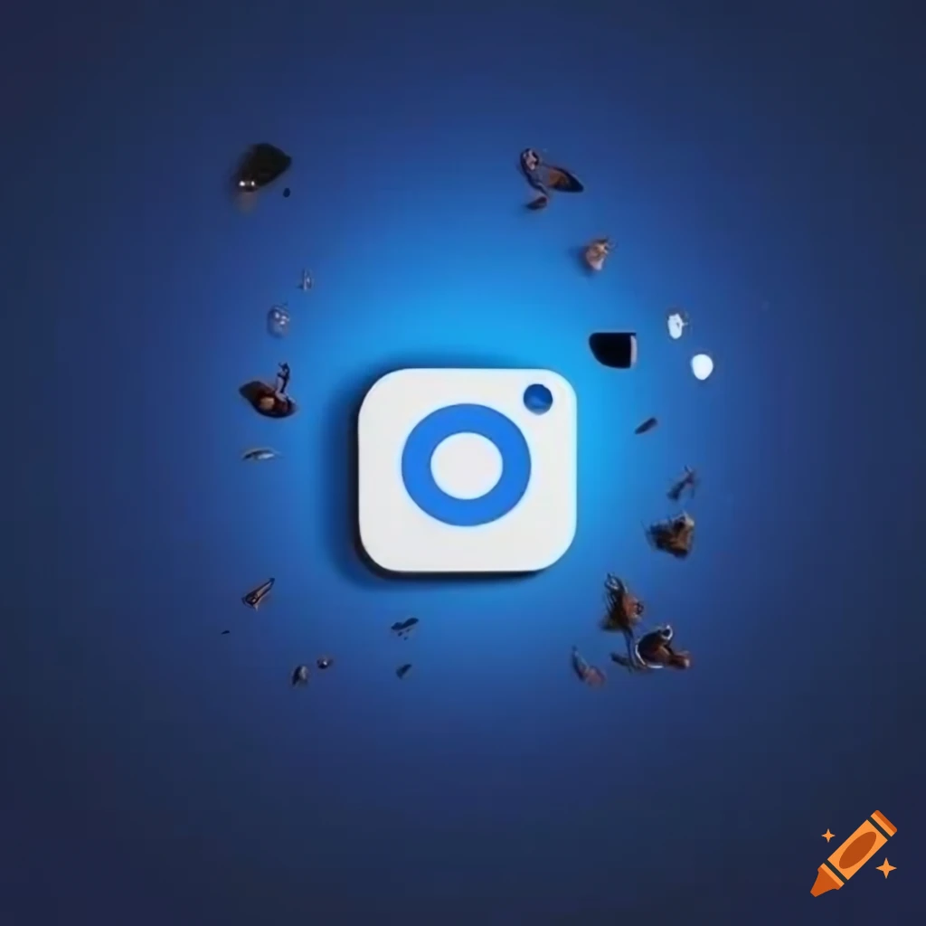 Blue background with instagram, facebook, and twitter logos on Craiyon