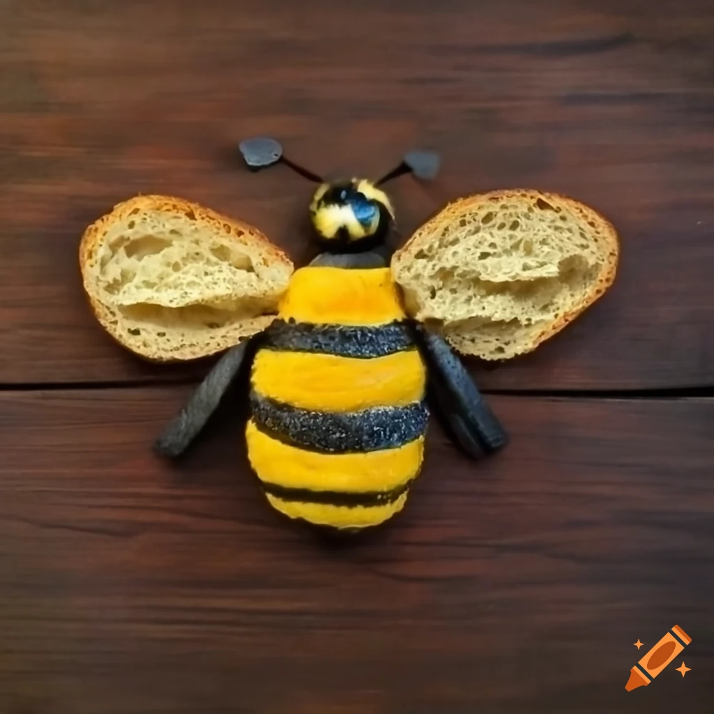 Sculpture of a bumblebee made of bread