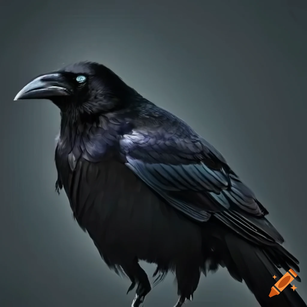 Black raven perched on a branch on Craiyon