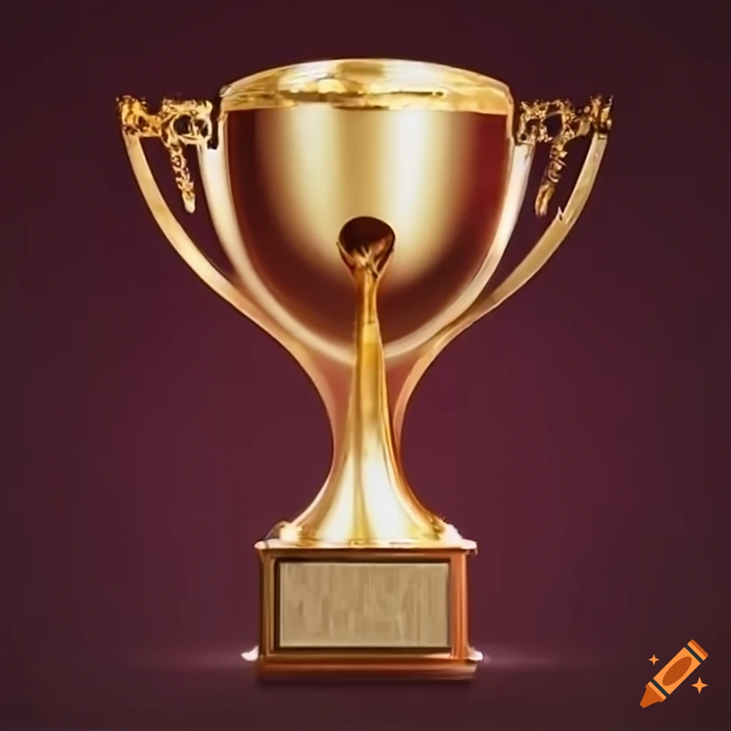 Gold trophy with ahi engaging people awards 2023 on Craiyon