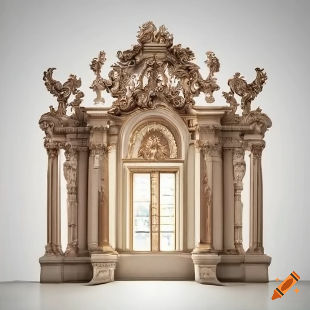 Rococo altar with staircase and pillars on Craiyon