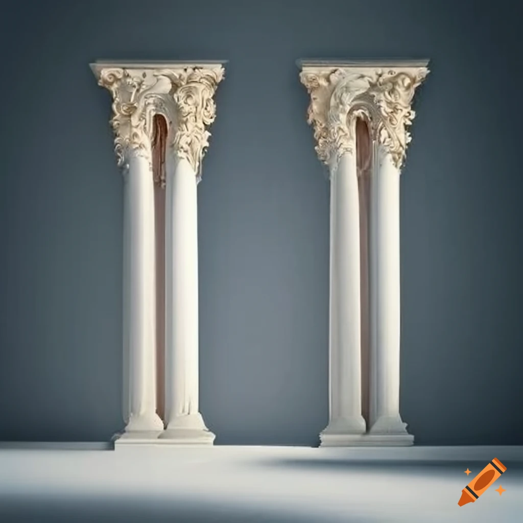 White wall with pillars and a Renaissance altar on Craiyon