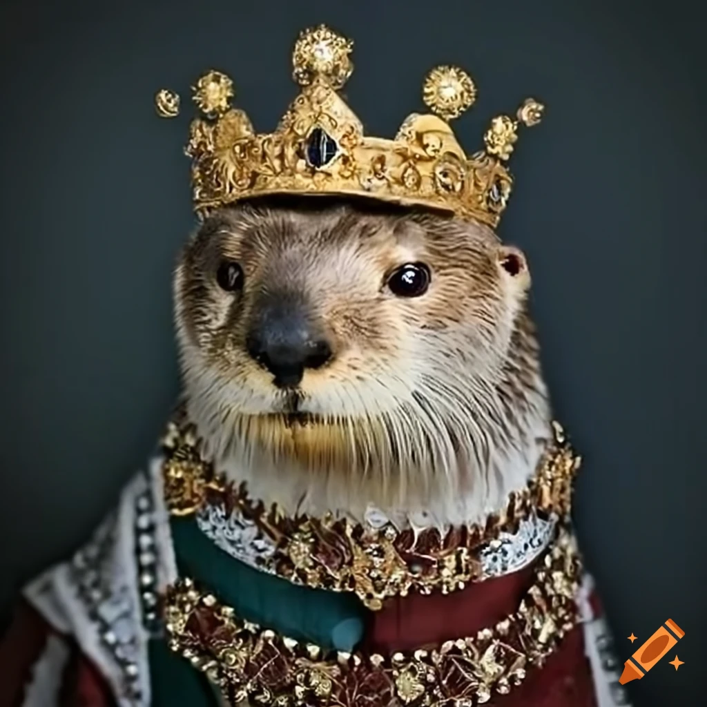 Image of rosa the sea otter as queen of england on Craiyon