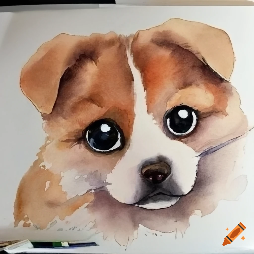 Watercolor painting of a cute puppy