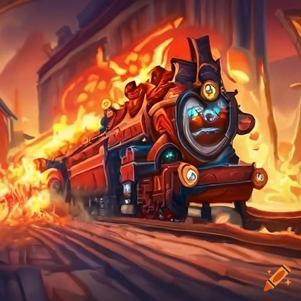 Game master leading a crazy train on Craiyon