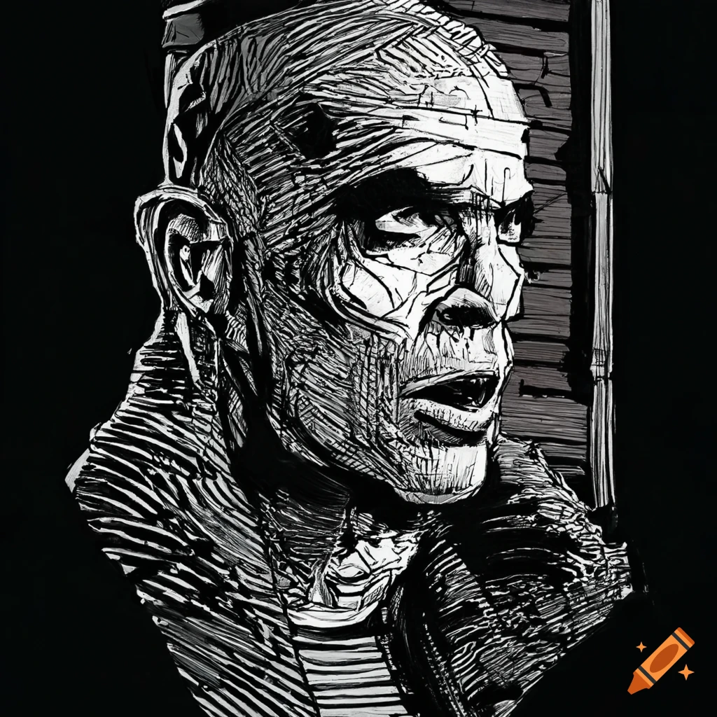 Blade runner scene in moebius style sketch on Craiyon