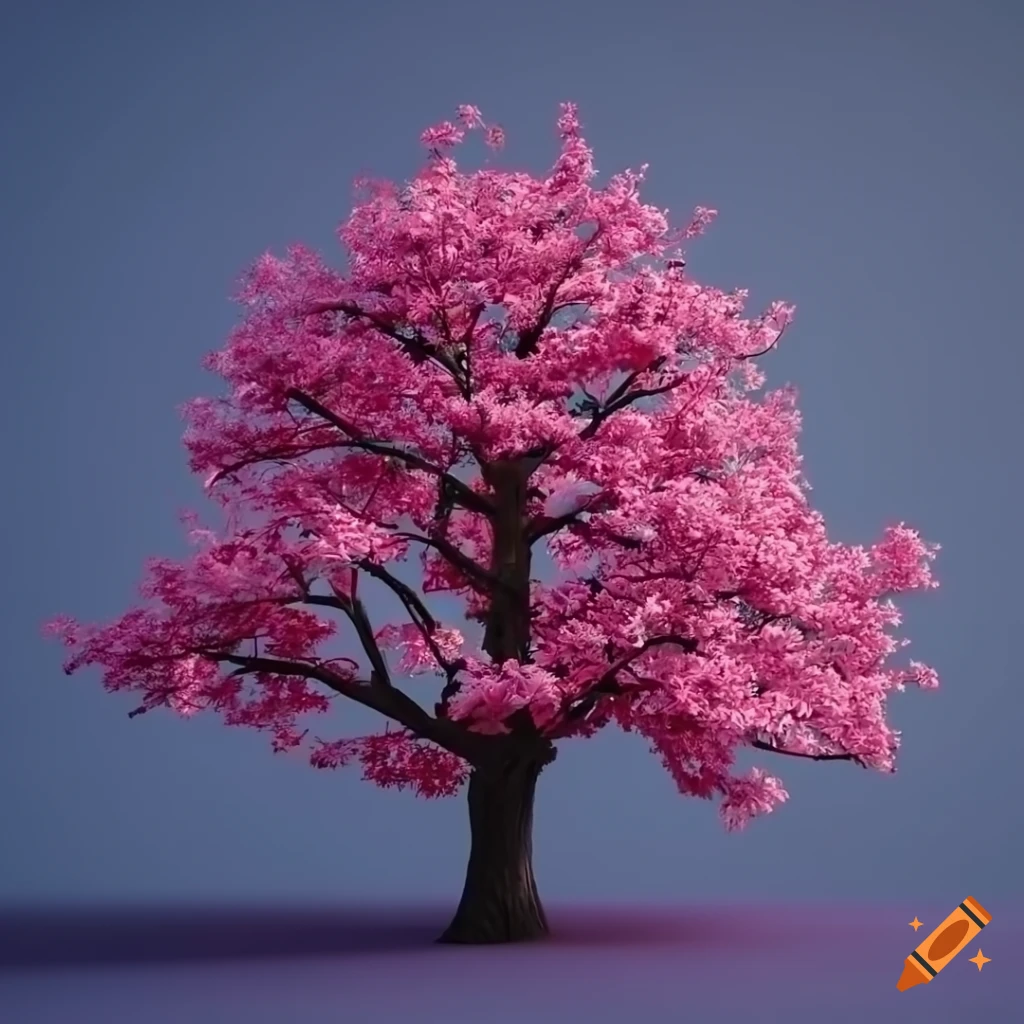 3d render of pink tree on solid background on Craiyon