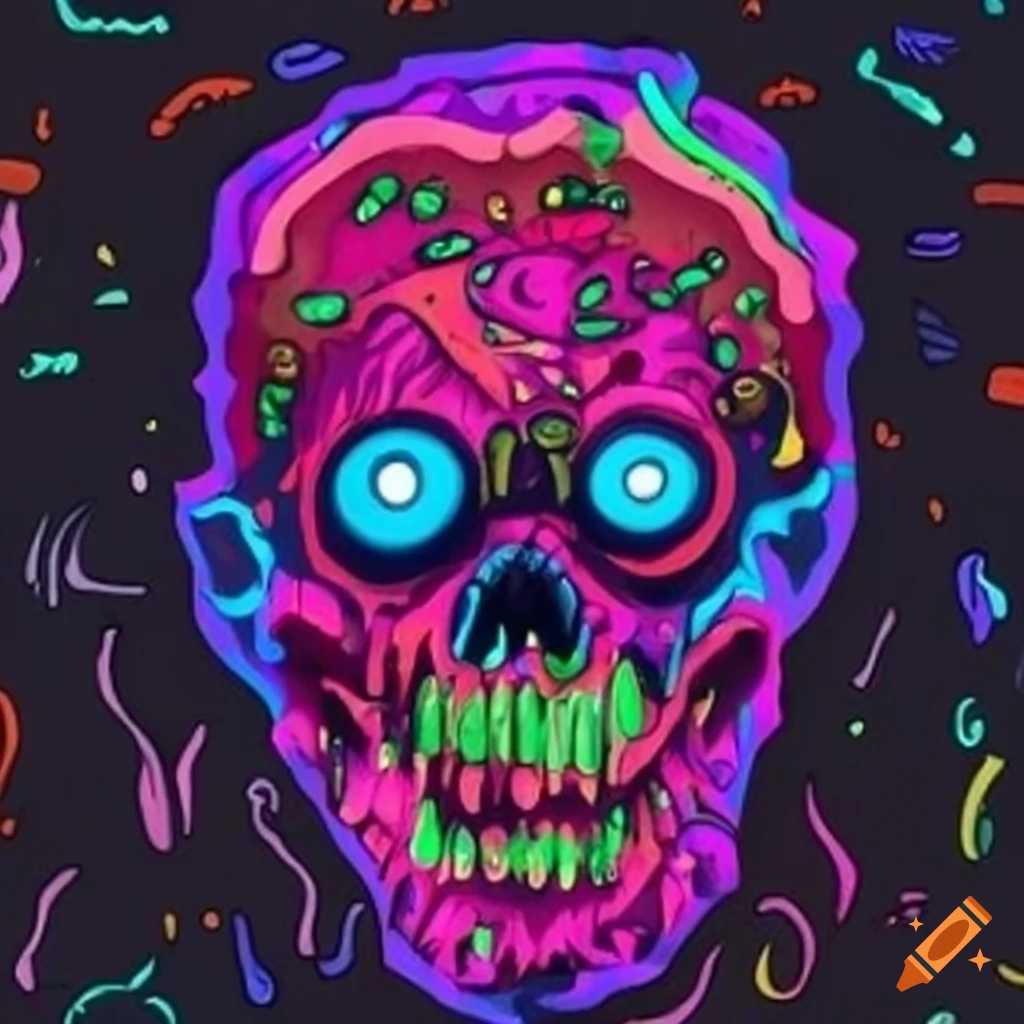 Neon-colored zombie with unique style on Craiyon
