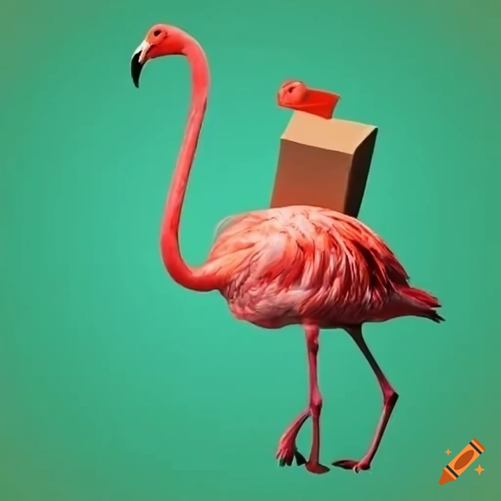 Flamingo delivering a package on Craiyon