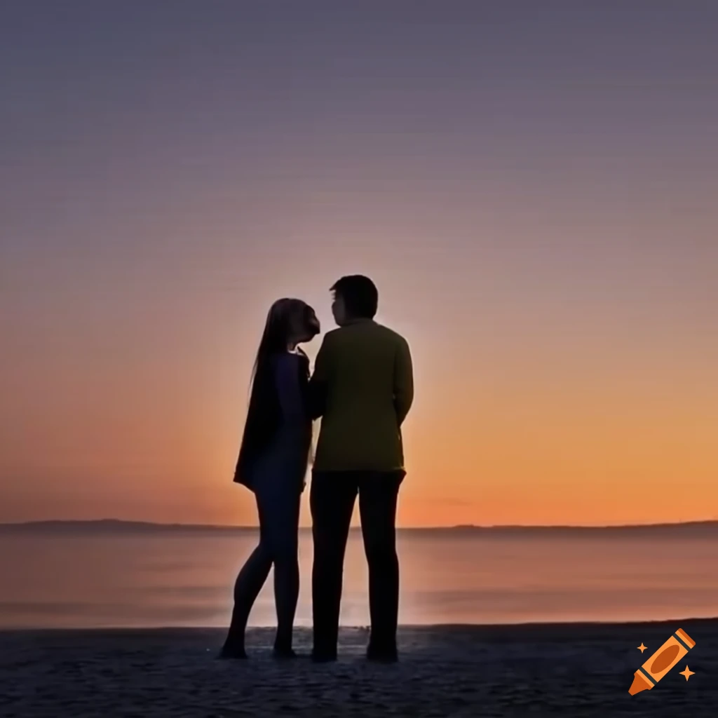 Couple admiring a sunset together