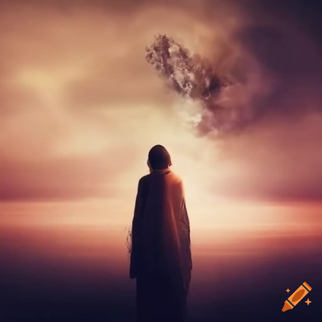 Image of a lone figure in a devastated land on Craiyon