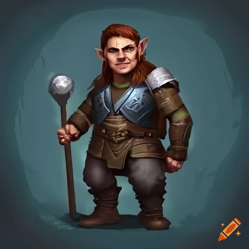 Image of a male halfling warrior with a wooden mace on Craiyon