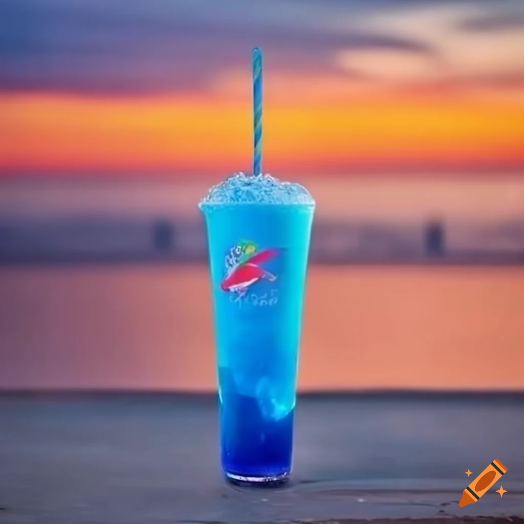 Blue slushie with fanta frozen logo on Craiyon