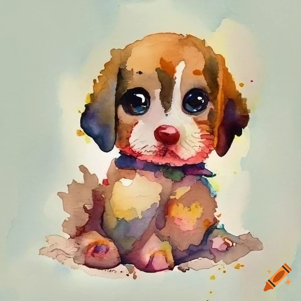 Watercolor painting of a cute puppy on Craiyon