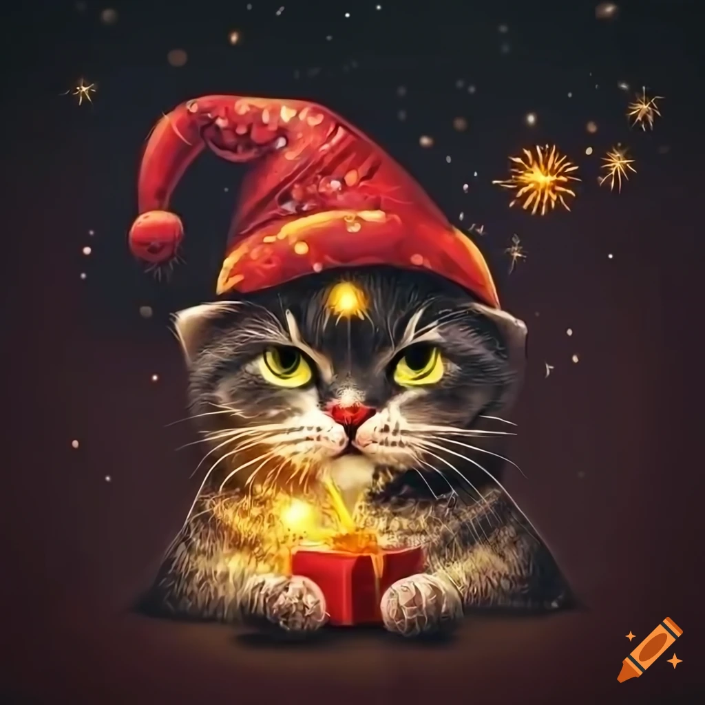 Cat watching fireworks on Craiyon