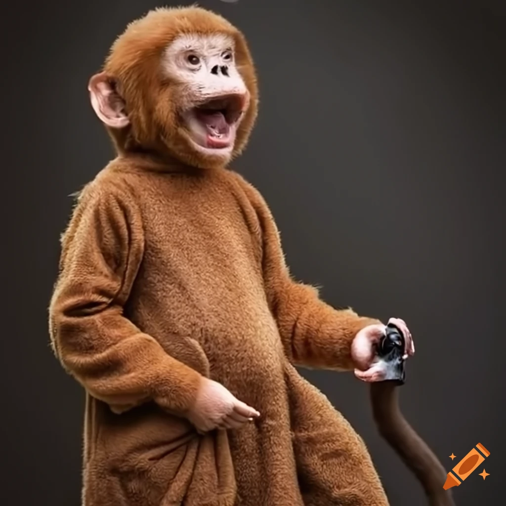 Jim jim the monkey boy surfing in a hellish environment on Craiyon