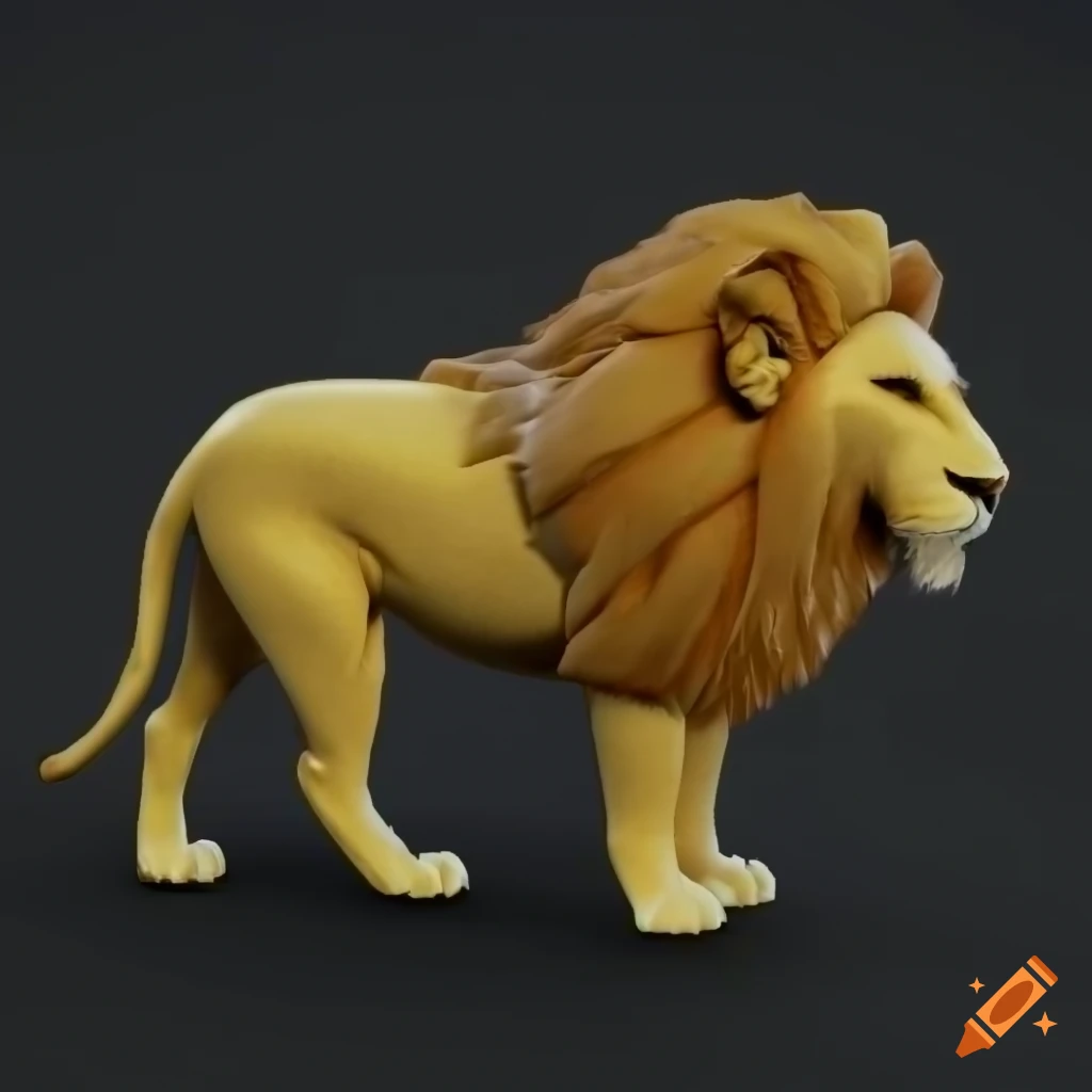 3D render of a lion on a solid backdrop on Craiyon