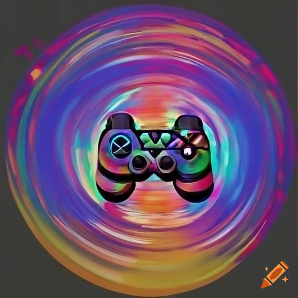 Vibrant artwork of a playstation controller