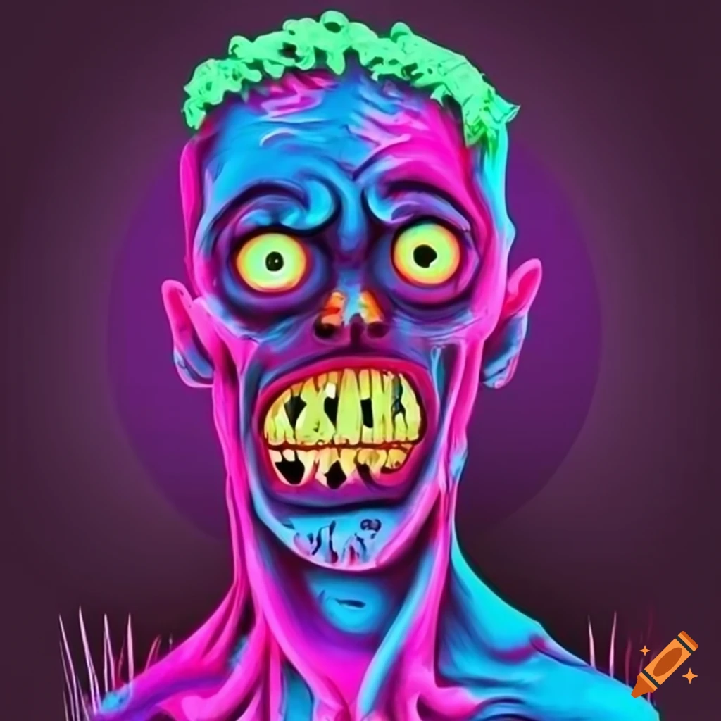 Colorful illustrated cartoon zombie on Craiyon