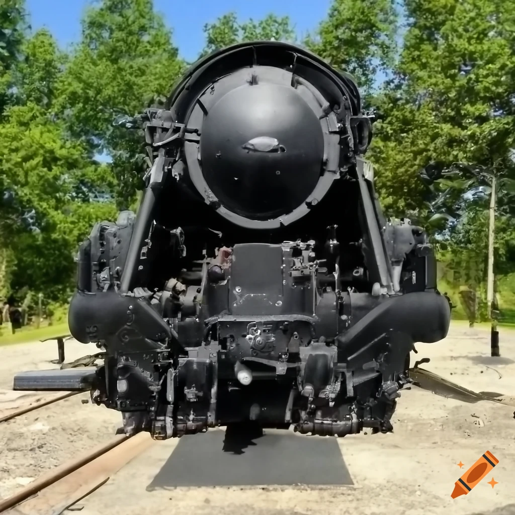 Black iron steam locomotive with knight-shaped design on Craiyon