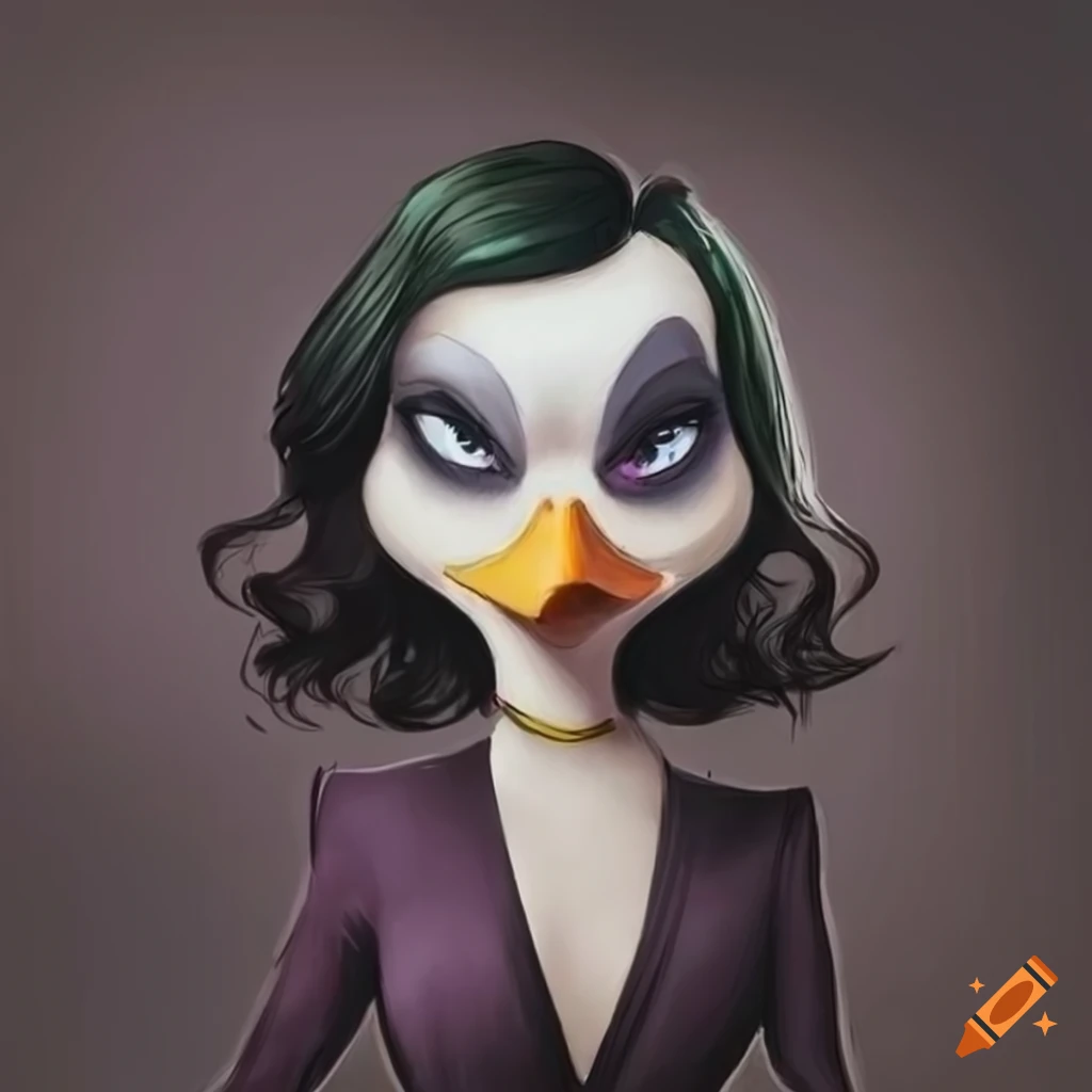 Cartoon depiction of taylor swift as a purple duck on Craiyon