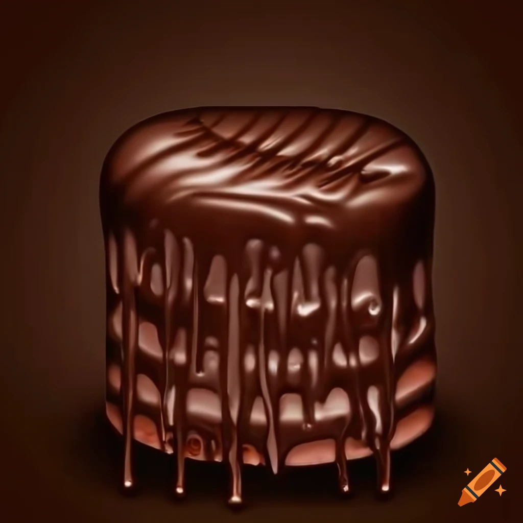 Chocolate drip over a chocolate cake texture