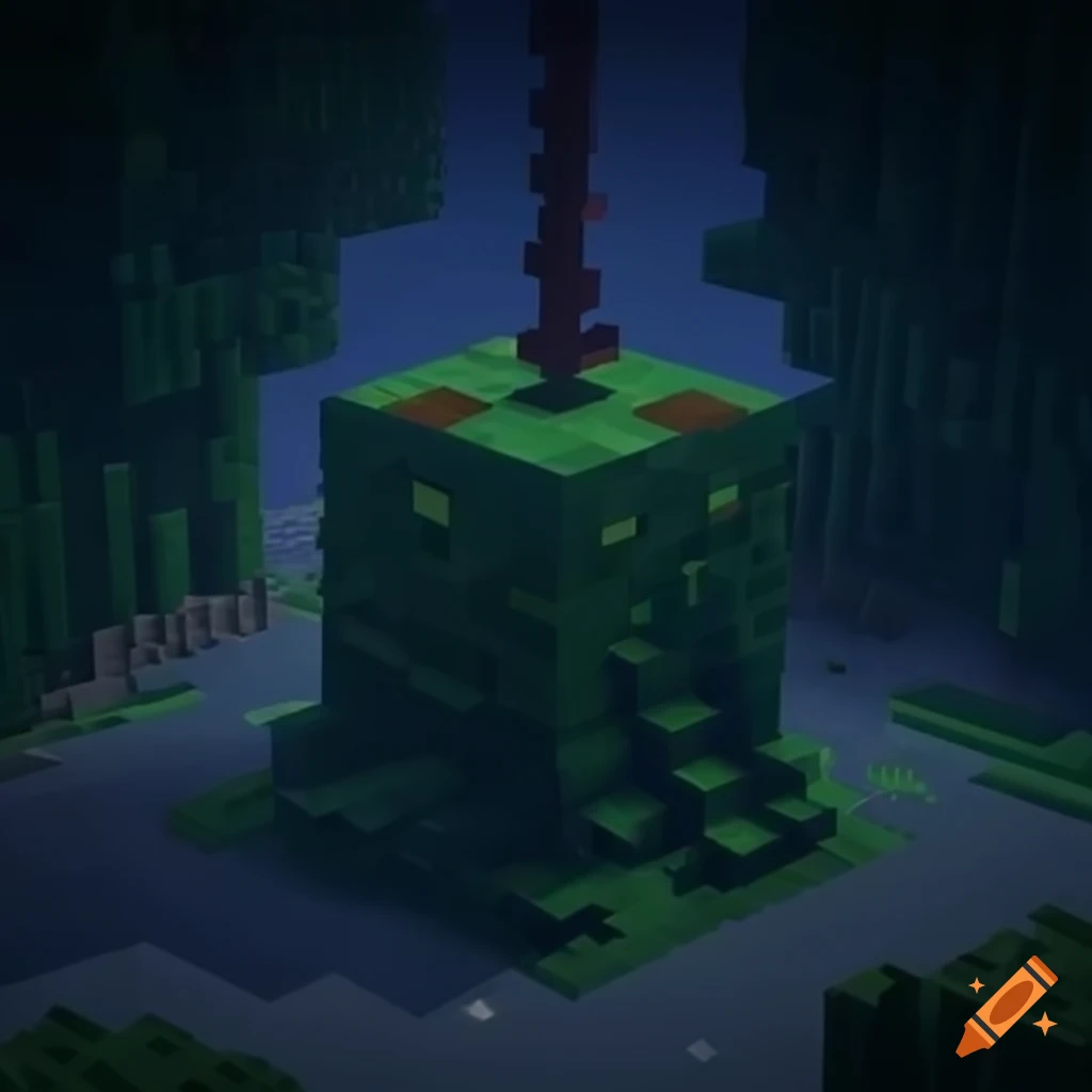 Digital art of a Minecraft feature design on Craiyon