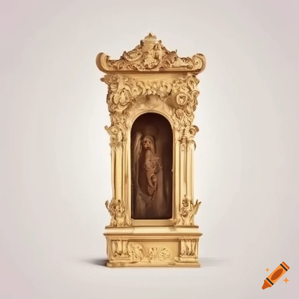 Rococo interior with elegant staircase and altar window on Craiyon