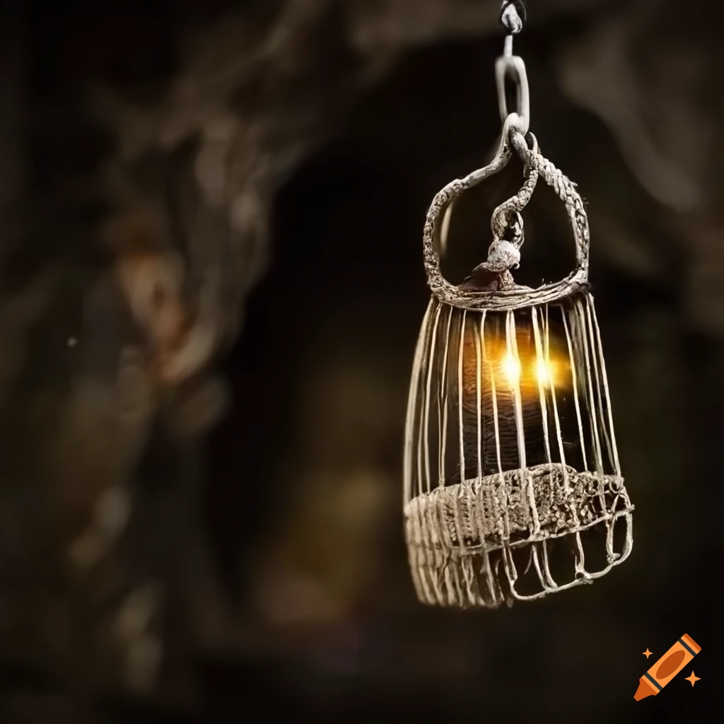 Artwork of a fairy trapped in a bird cage on Craiyon