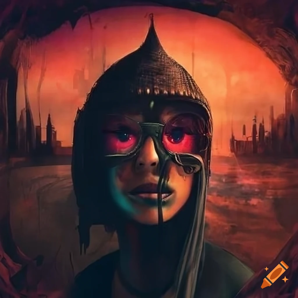 Album cover art of dystopia on Craiyon