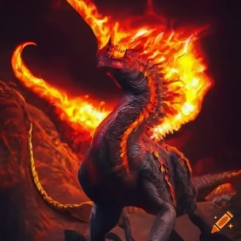 Image of a volcanic flame raptor on Craiyon