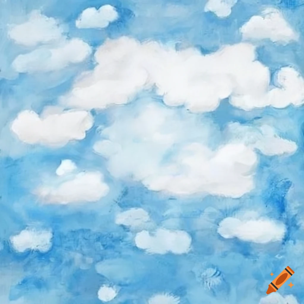 Whimsical blue artwork with fluffy white clouds on Craiyon