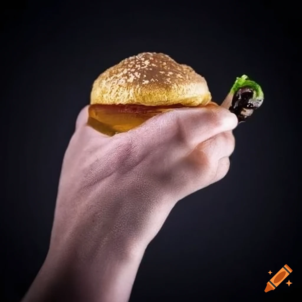 Delicious hand burger on Craiyon