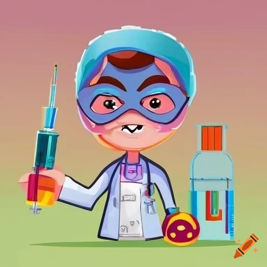 Cute cartoon illustrations of medtech superheroes on Craiyon