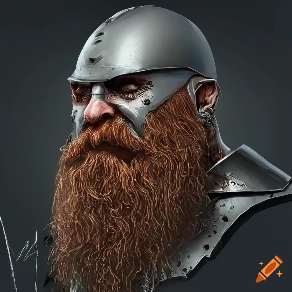 Hyperrealistic image of a dwarf in black steel armor on Craiyon
