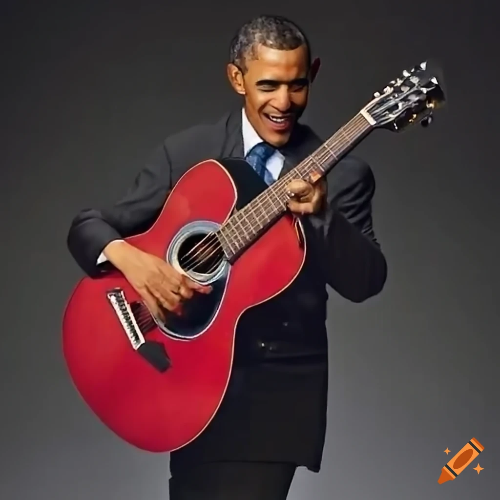 Photo of obama playing guitar with passion on Craiyon
